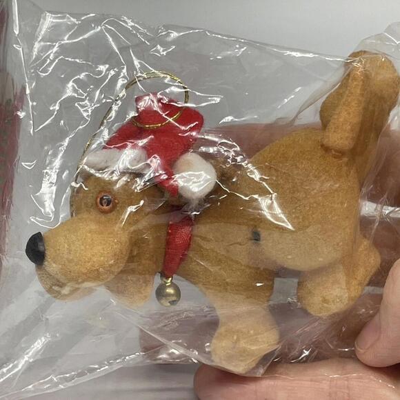 Other | Dog Peeing Lifting Leg Vintage Flocked Christmas Ornament ...